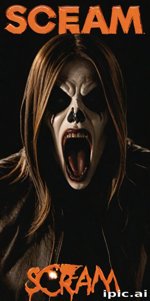 Terrifying Character from Scream Movie Yells in Dark Atmosphere