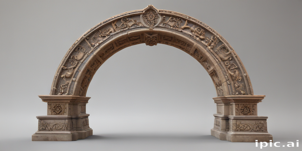 Intricately Carved Stone Arch with Detailed Historical Relief Sculptures