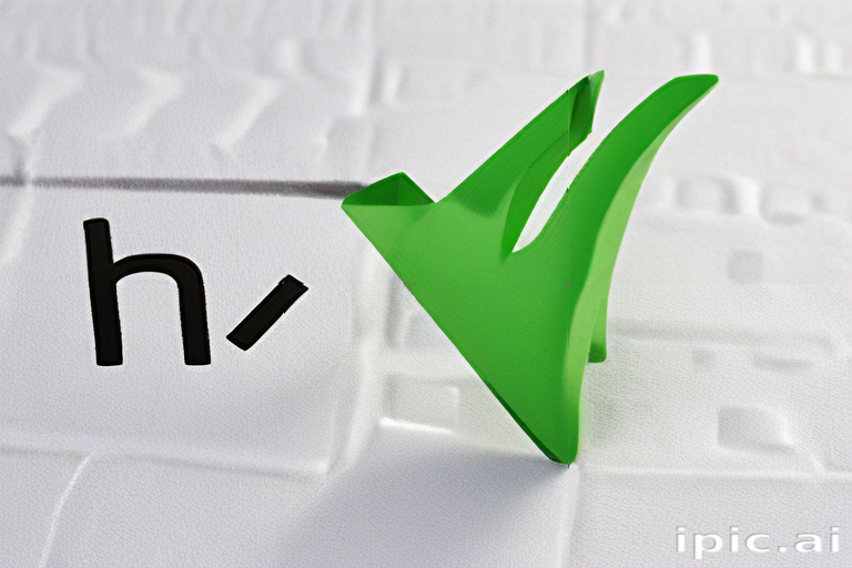 Green Checkmark Symbol Next to Letter 'h' on Textured Background