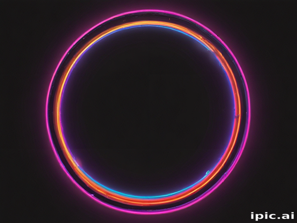 Vibrant Circular Light Pattern with Neon Colors Against a Dark Background