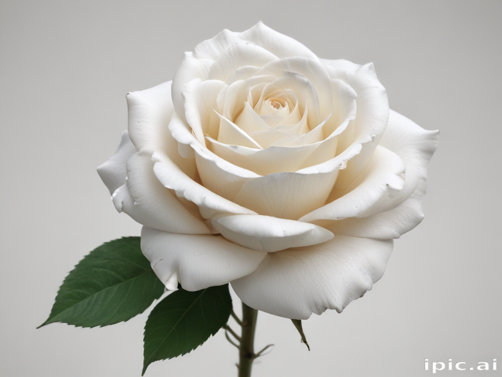 A Beautifully Captivating Close-Up of a Pure White Rose Blooms Elegantly.