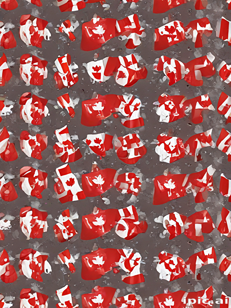 A Vibrant Collage of Canadian Flags on a Textured Grey Background.