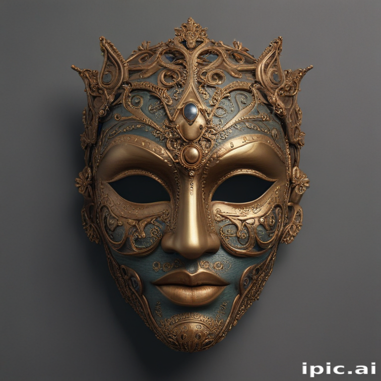 Intricate Decorative Mask with Elegant Designs and Regal Crown Details