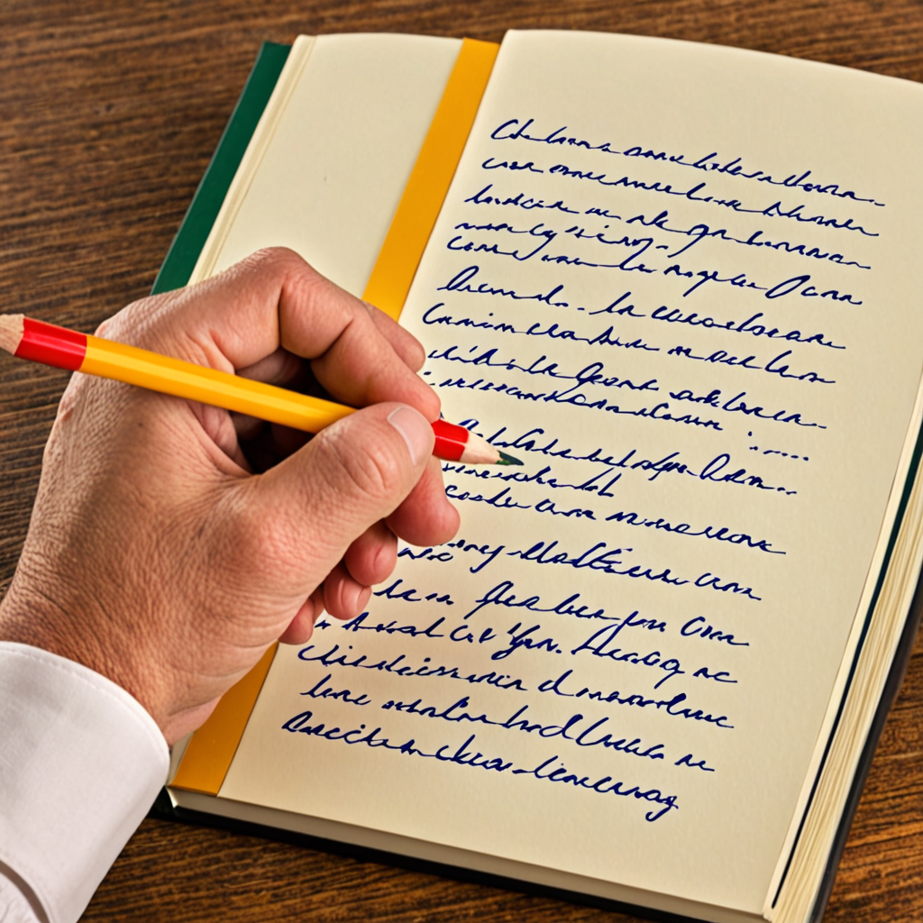 genarate hand with pencill writing createve and colourfull books and ...