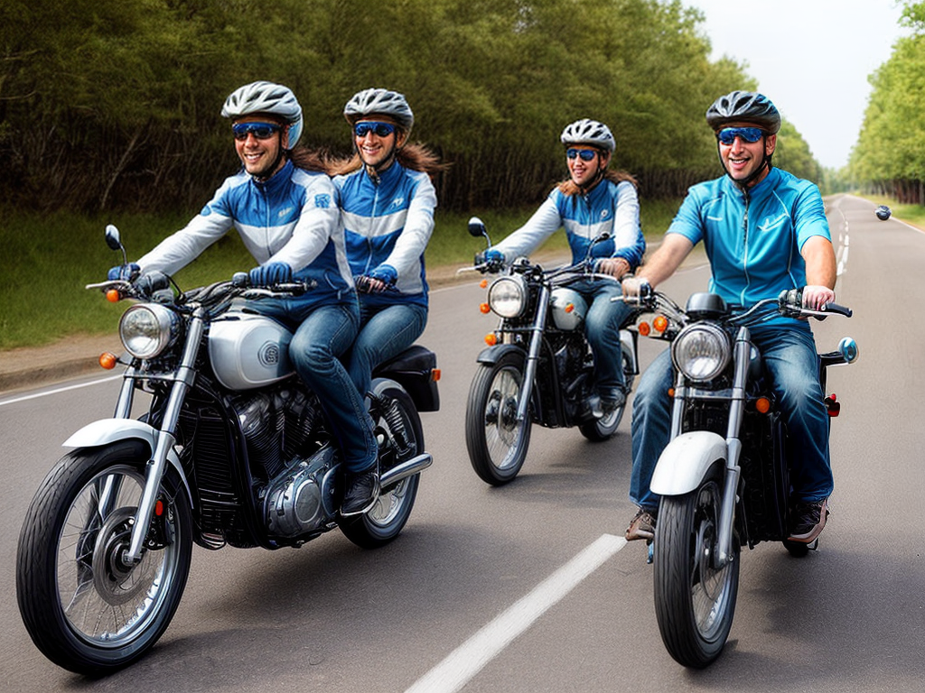 Happy friends riding bike