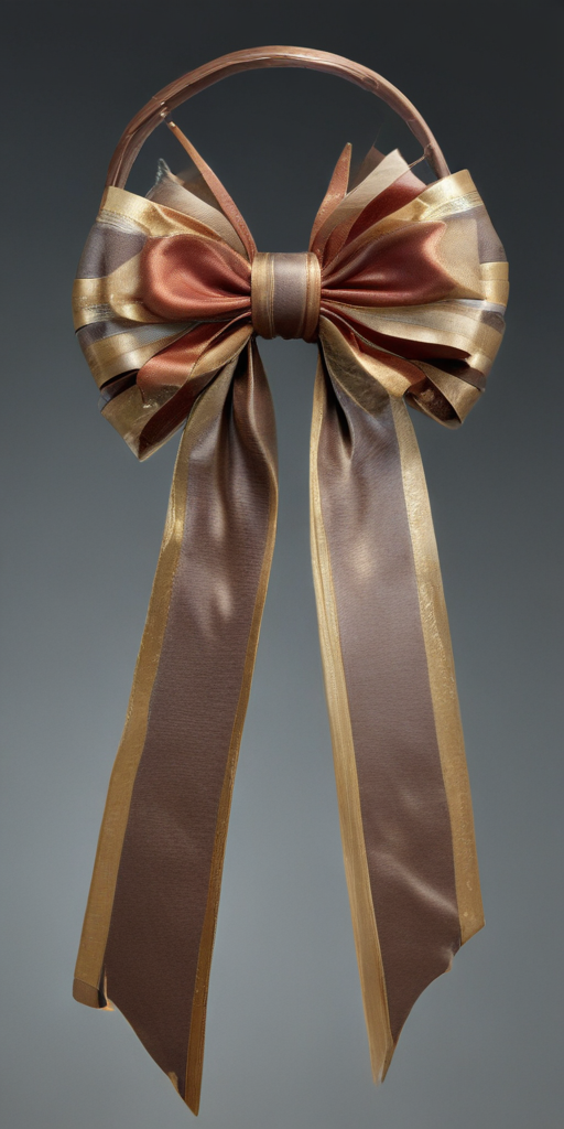 Elegant Brown and Gold Decorative Bow with Flowing Ribbons Hanging ...