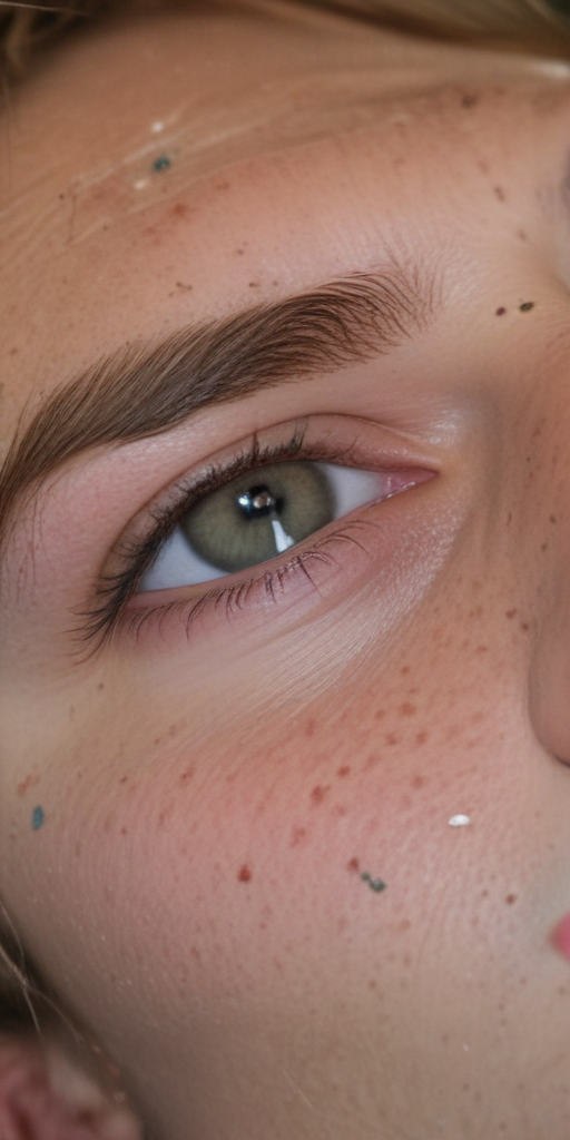 Close-Up of a Young Person's Eye with Freckles and Natural Beauty