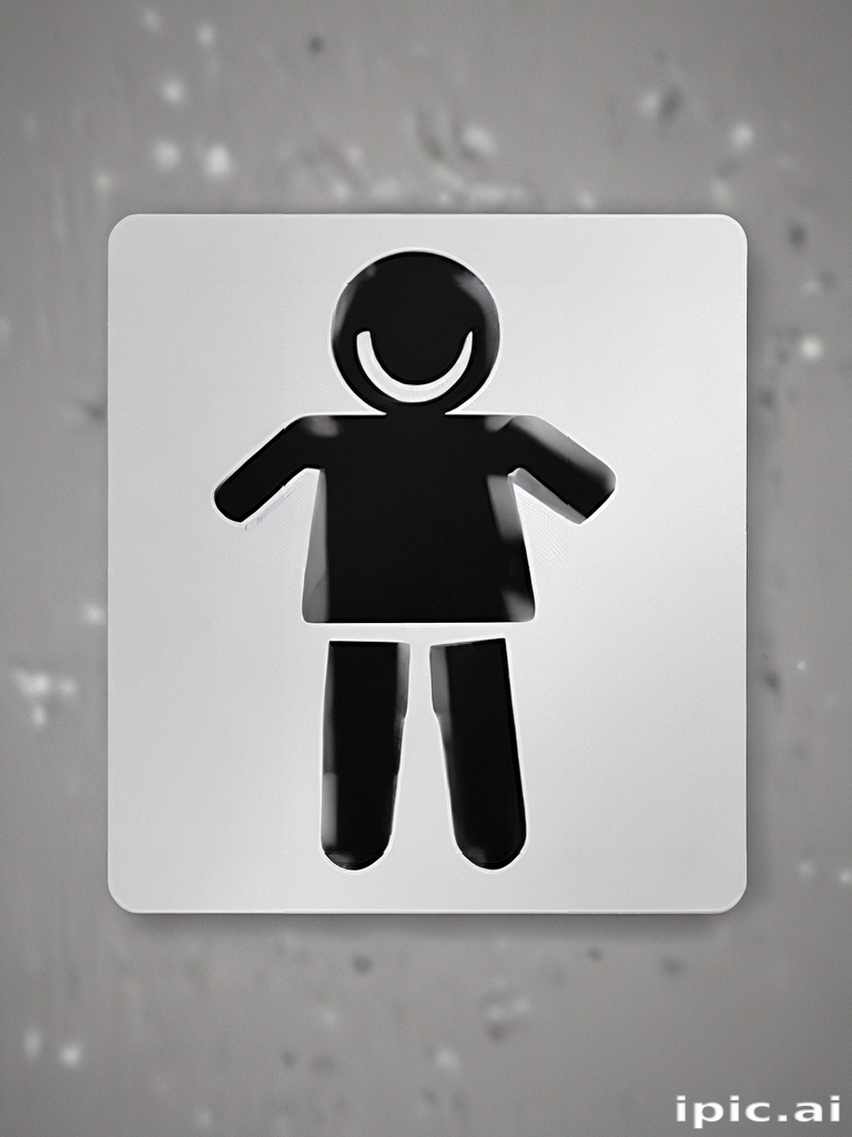 Stylized Sign Representing a Male Figure with a Happy Expression