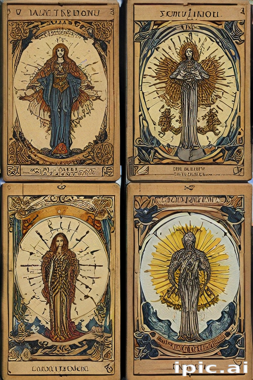 Artistic Representation of Four Celestial Figures Inspired by Mythology ...
