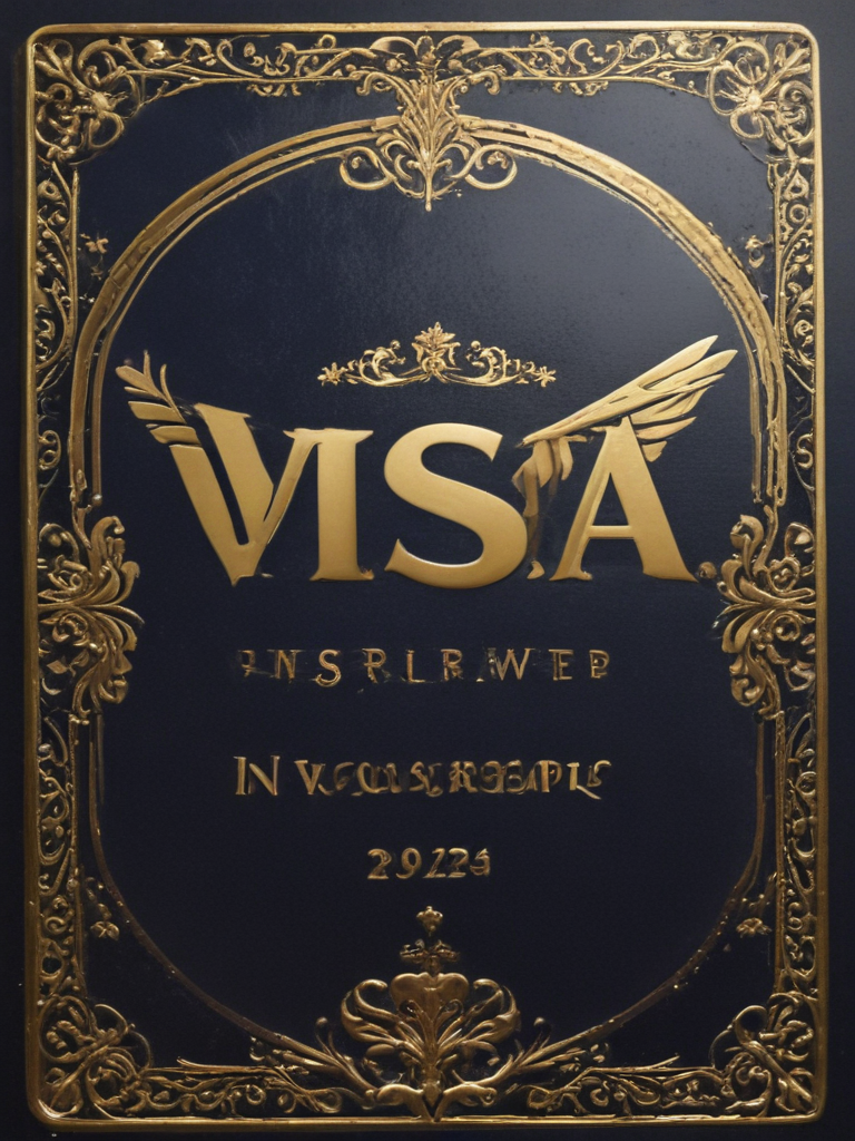 Elegant Visa Card Design Featuring Gold Embellishments and Intricate Patterns