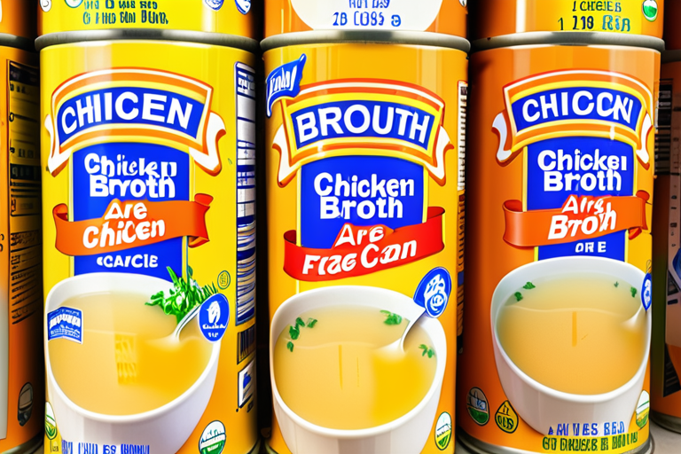 Delicious Chicken Broth Cans Displayed in a Colorful Grocery Store Aisle