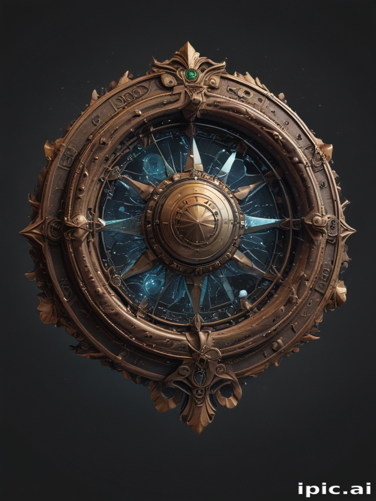 Intricate Nautical Compass with Ornate Design and Celestial Elements