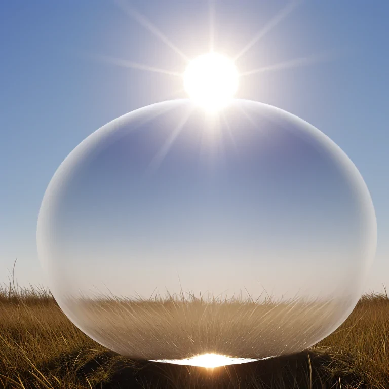 A Beautiful Morning Scene with a Sunlit Bubble Reflecting the Landscape.