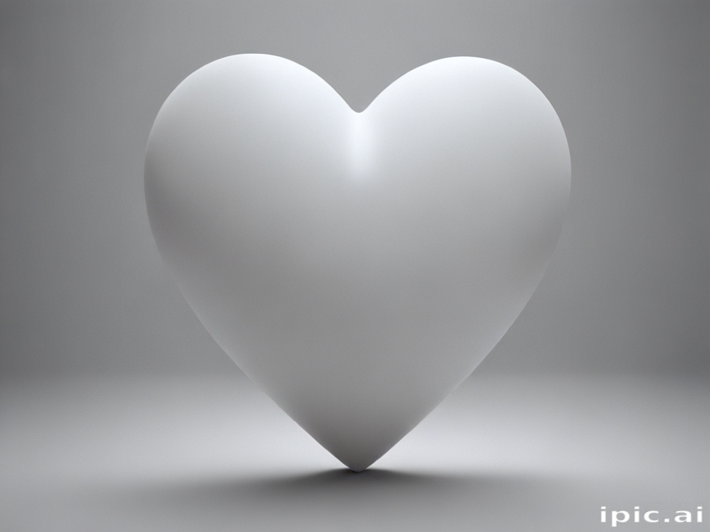 A Minimalist White Heart Shape Against a Soft Gray Background.