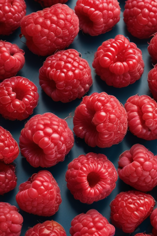Vibrant Red Raspberries Arranged Beautifully on a Dark Background Surface