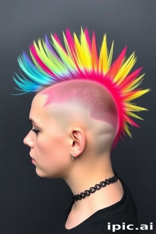 Vibrant Rainbow Mohawk Hairstyle Showcasing Bold and Creative Self ...