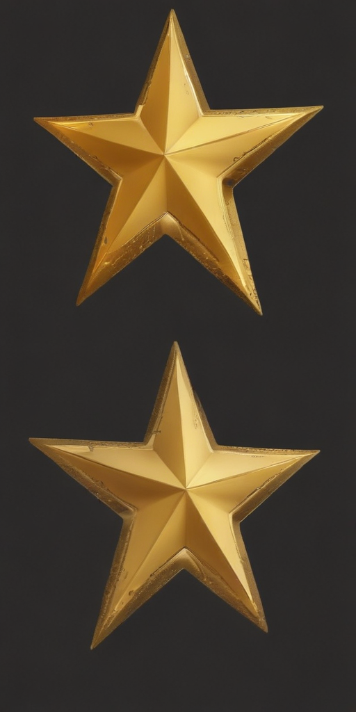 Two Gleaming Golden Stars Shining Brightly Against a Dark Background