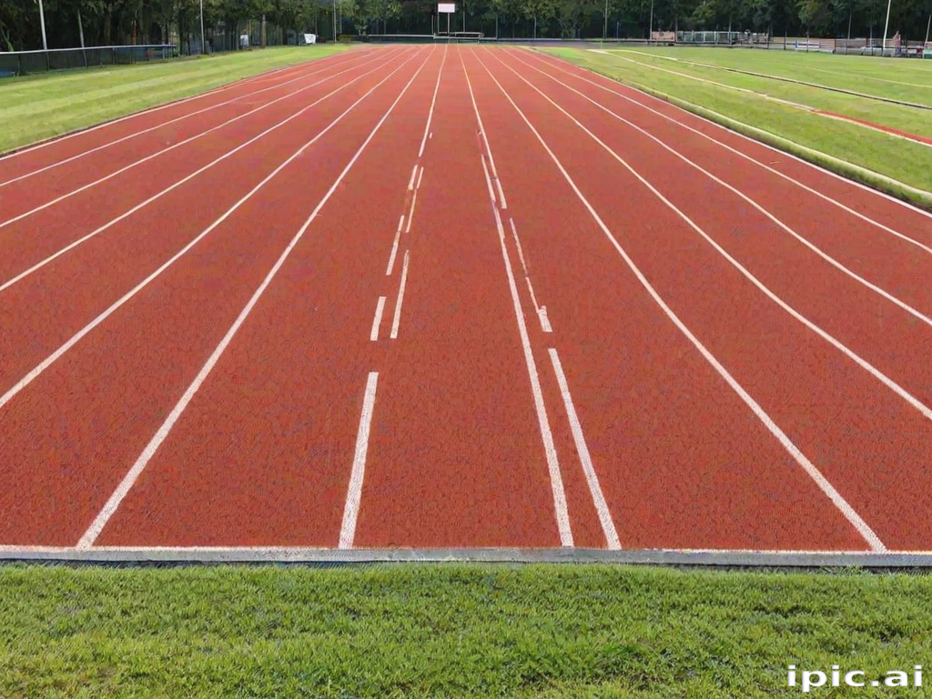 An Empty Athletic Track Ready for Runners on a Sunny Day