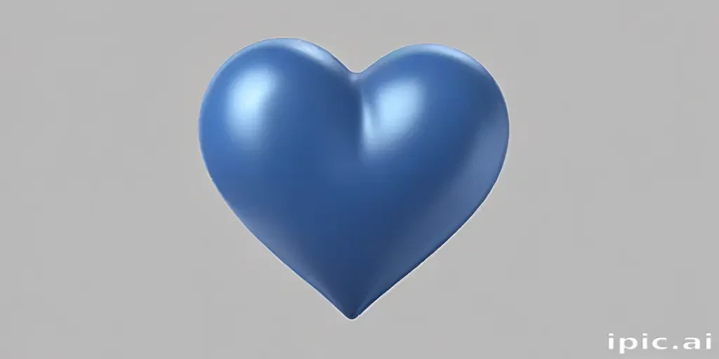 Shiny Blue Heart Sculpture Representing Love and Affection in Modern Art
