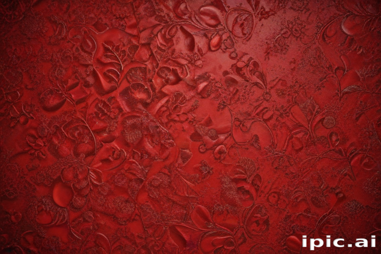 Intricate Red Floral Embossed Texture with Elegant Design and Patterns