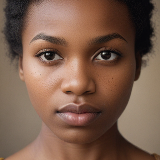 Face of a African lady not smiling