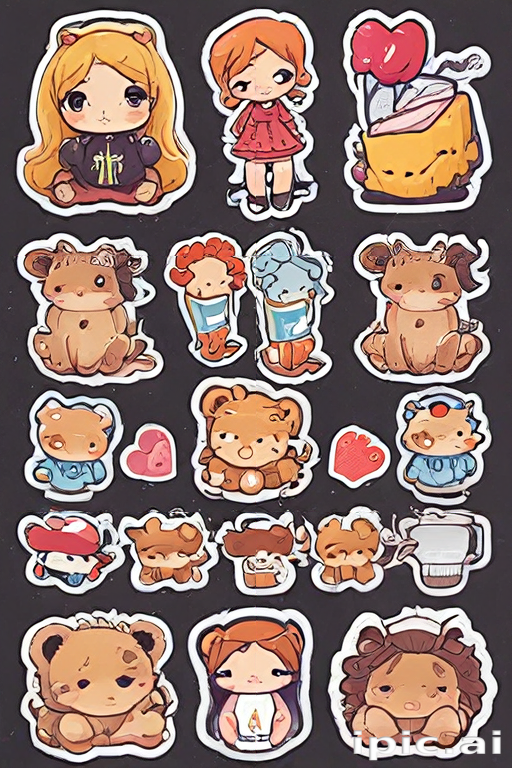 A Colorful Collection of Cute Stickers Featuring Adorable Characters ...