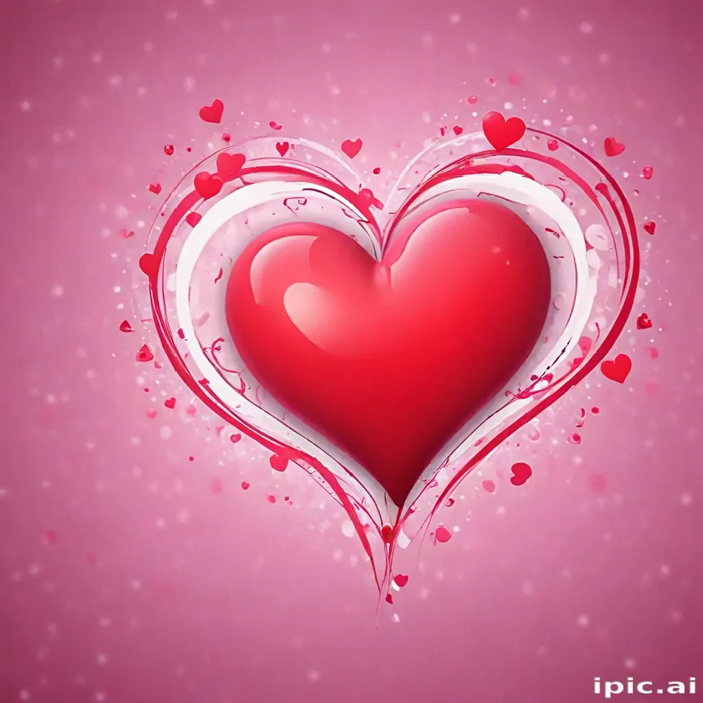 A Beautiful Heart Design Surrounded by Floating Pink Hearts and Sparkles