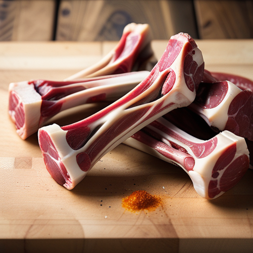 Freshly Cut Meat Bones Ready for Cooking and Flavorful Seasoning