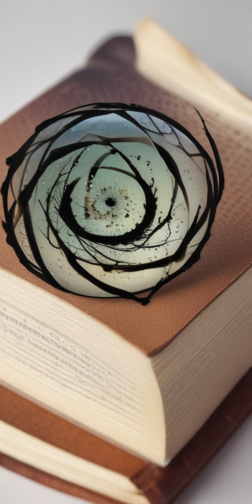 An Artistic Swirl of Nature Encased Above a Vintage Book Cover