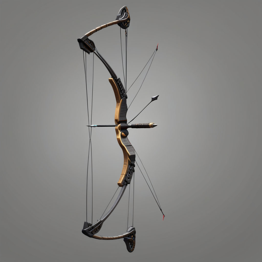 Intricately Designed Modern Bow with Elegant Details and Sharp Arrows