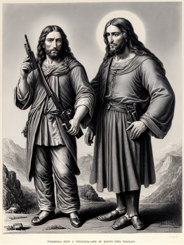 jesus pointing gun at donald trump