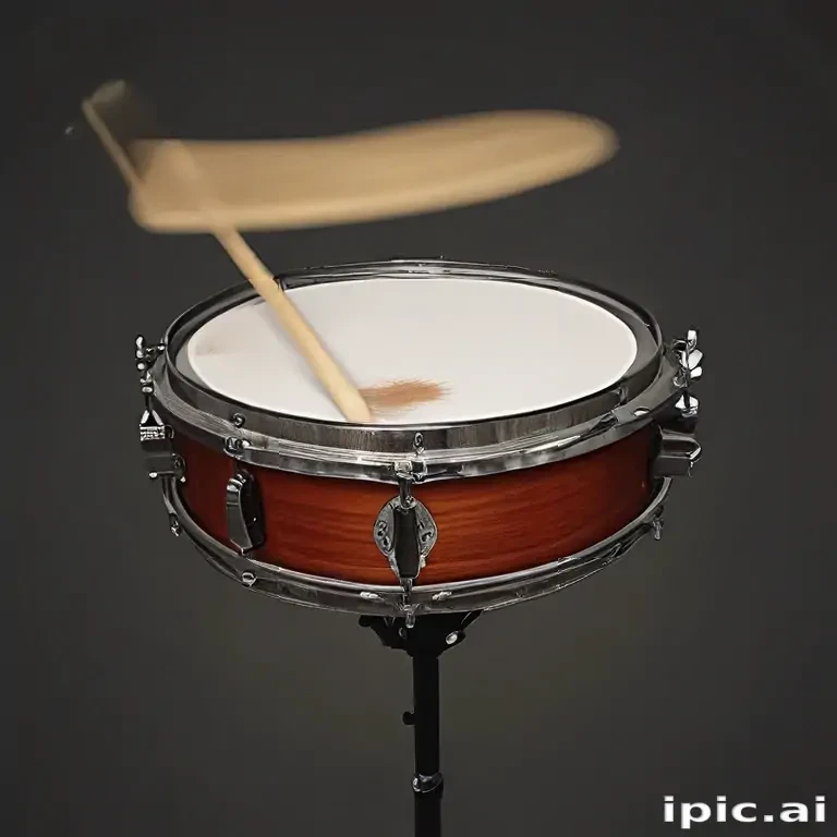 Dynamic Motion of a Snare Drum with a Sticking Drumstick in Action