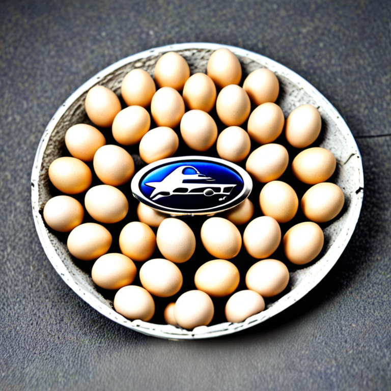subaru car logo filled with eggs