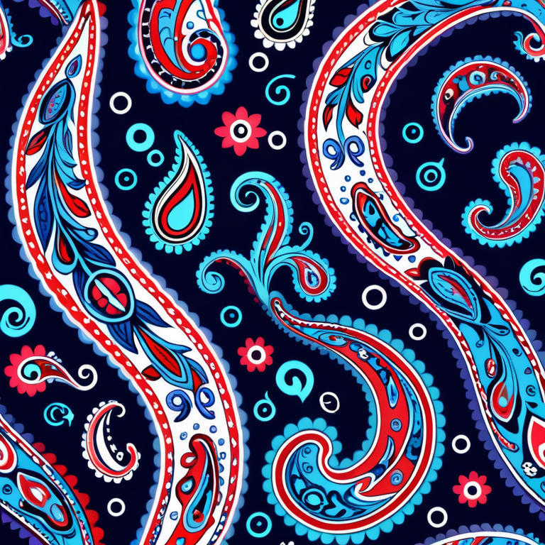 Vibrant Paisley Pattern Featuring Swirling Designs in Bold Colors and ...