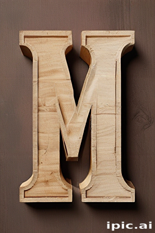 Stylish Wooden Letter M Carved from Natural Wood for Decorative Purposes