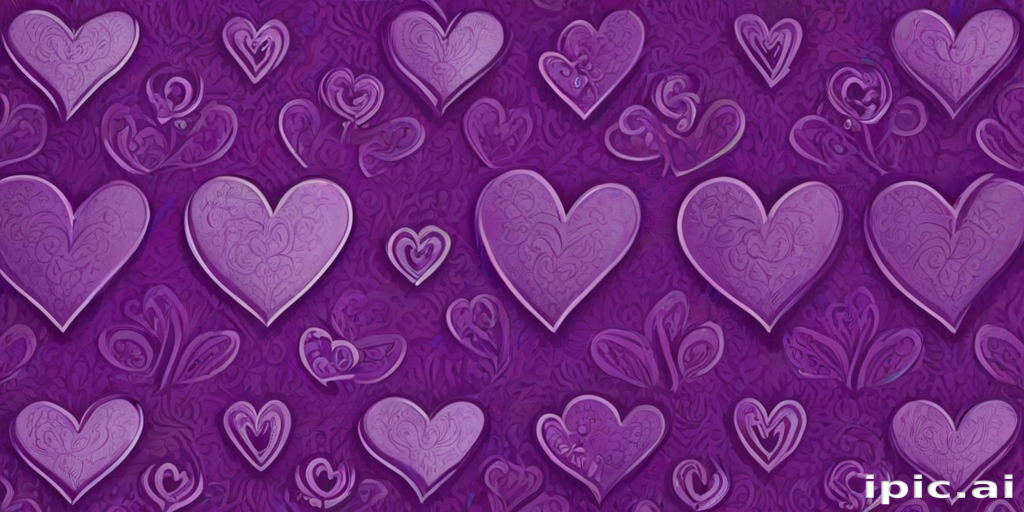 Beautifully Embossed Purple Hearts on a Decorative Background Full of Love