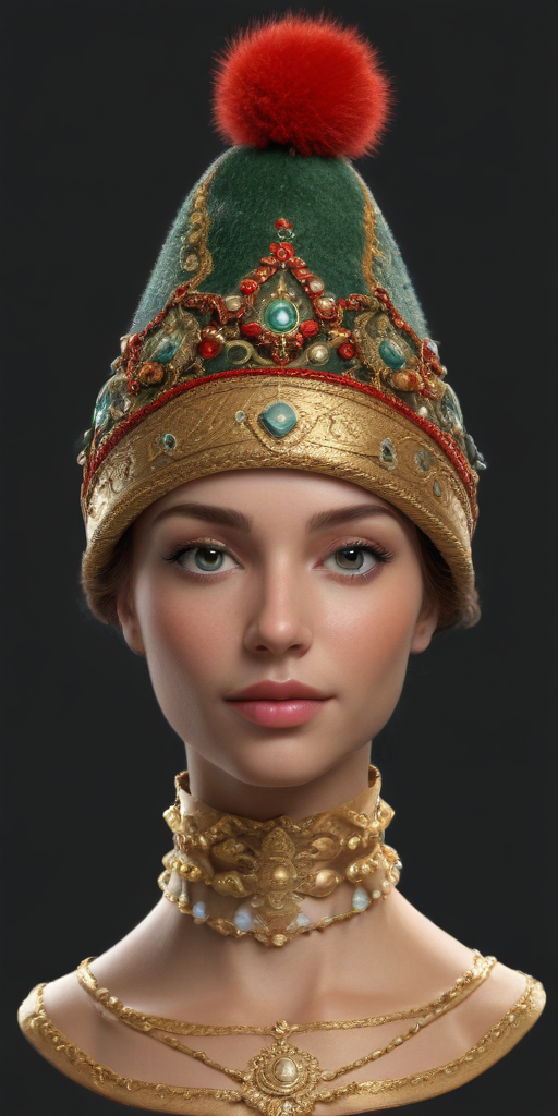 Elegant Portrait of a Woman Adorned in Traditional Ornate Headwear and ...