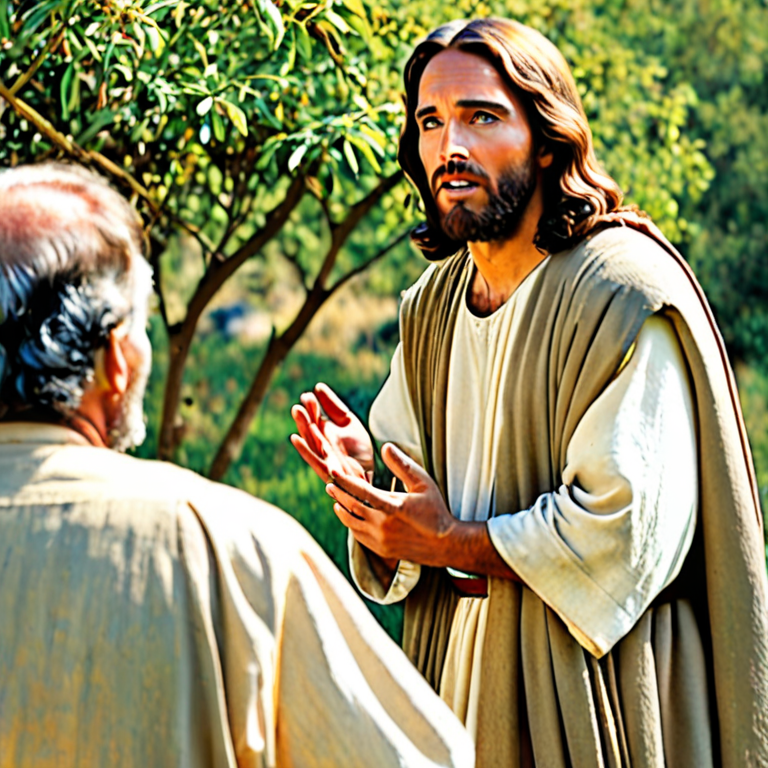 Jesus watching a man