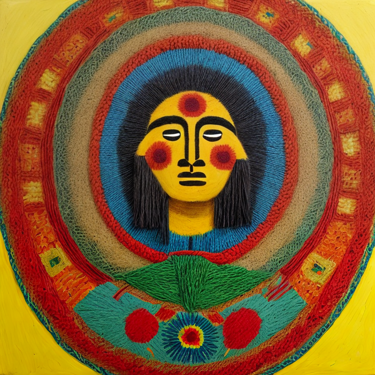 mapuche womans head surrounded in a circle filled with chilean geometry ...