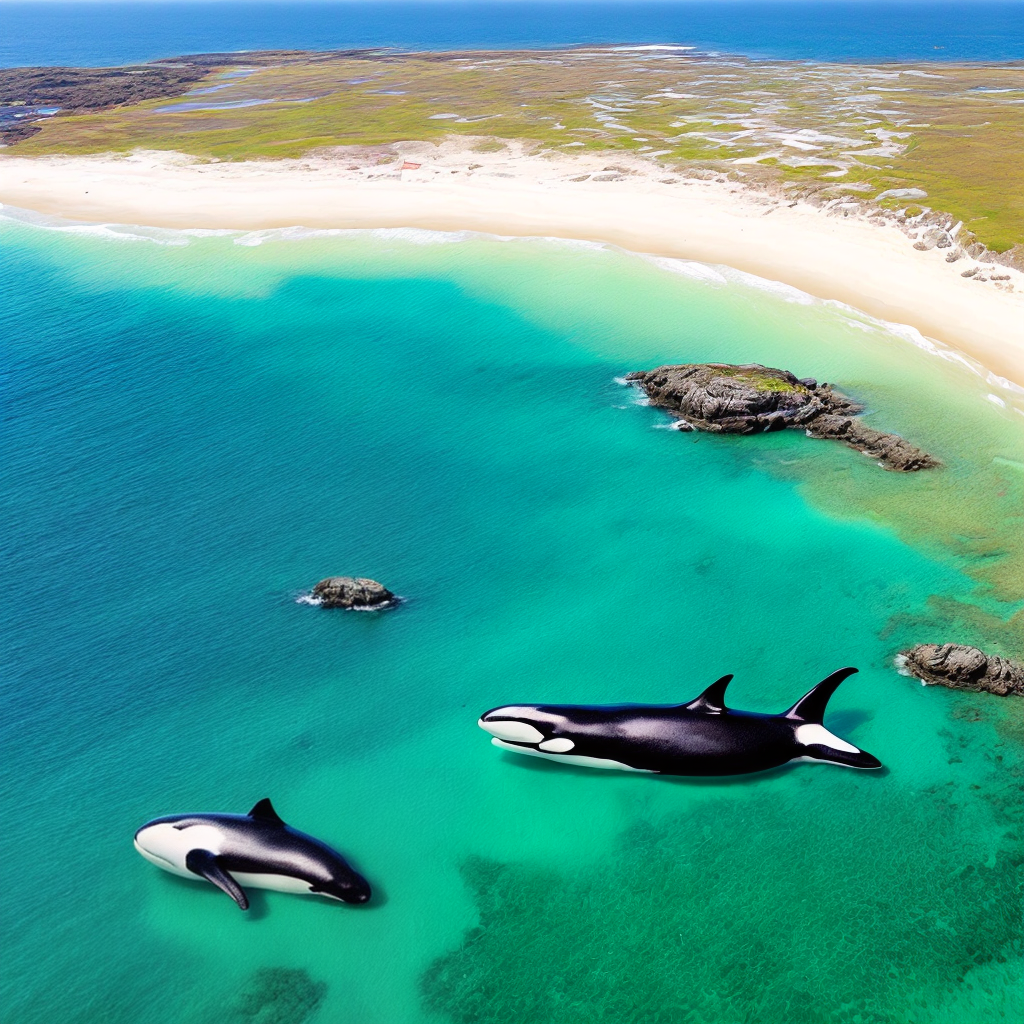 giant inflatable orca beach