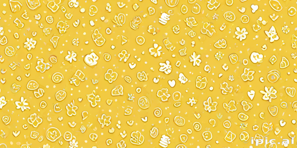 Vibrant Yellow Background Filled with Playful Doodles of Flowers and Shapes