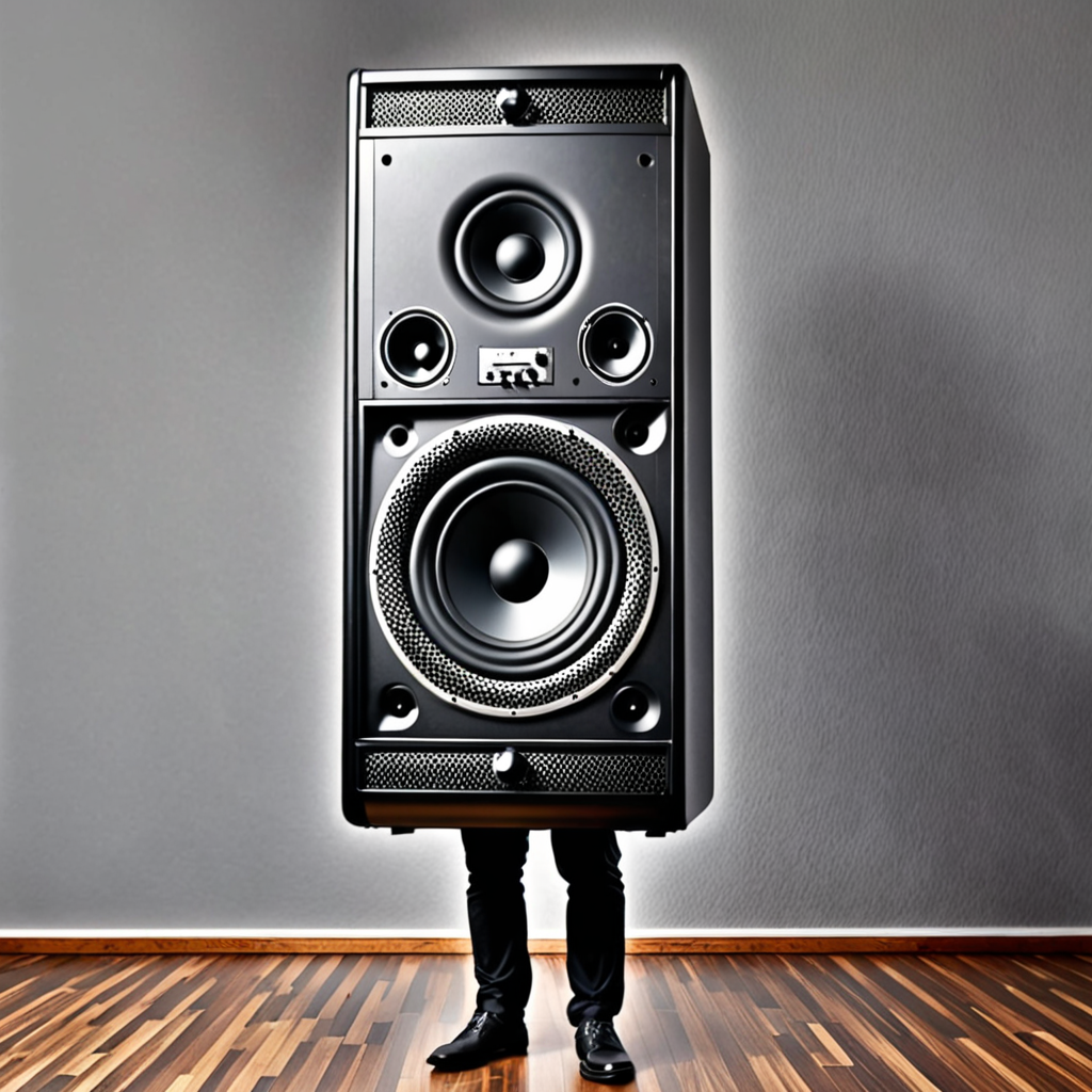 a person who has a giant speaker for a head.