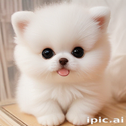 Adorable Fluffy Pomeranian Puppy with Big Eyes and Playful Expression