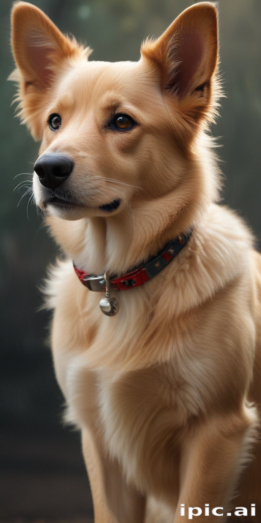A Beautiful Golden Dog with Fluffy Ears and a Cheerful Expression.