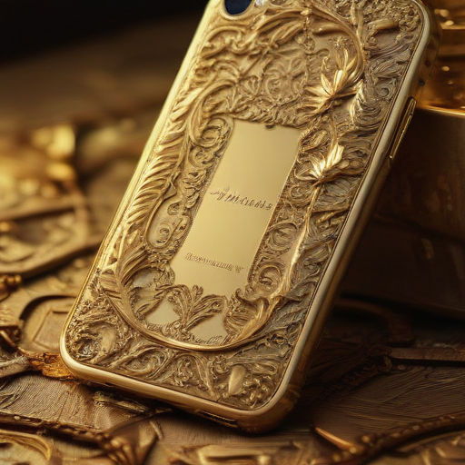 Intricately Designed Golden Phone Case with Ornate Floral Patterns and ...
