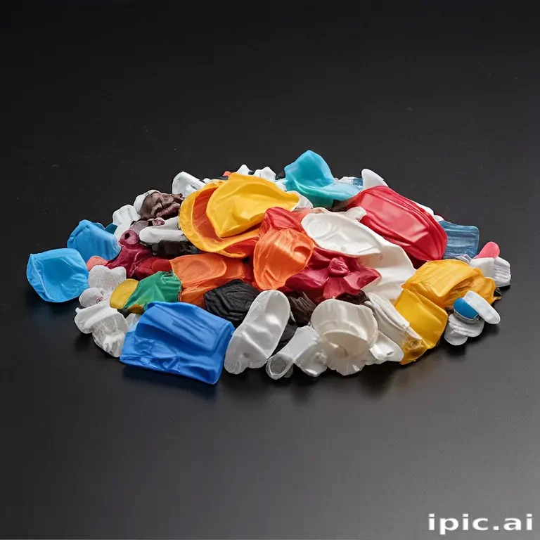 A Colorful Pile of Disposable Plastic Gloves in Various Shapes and Sizes