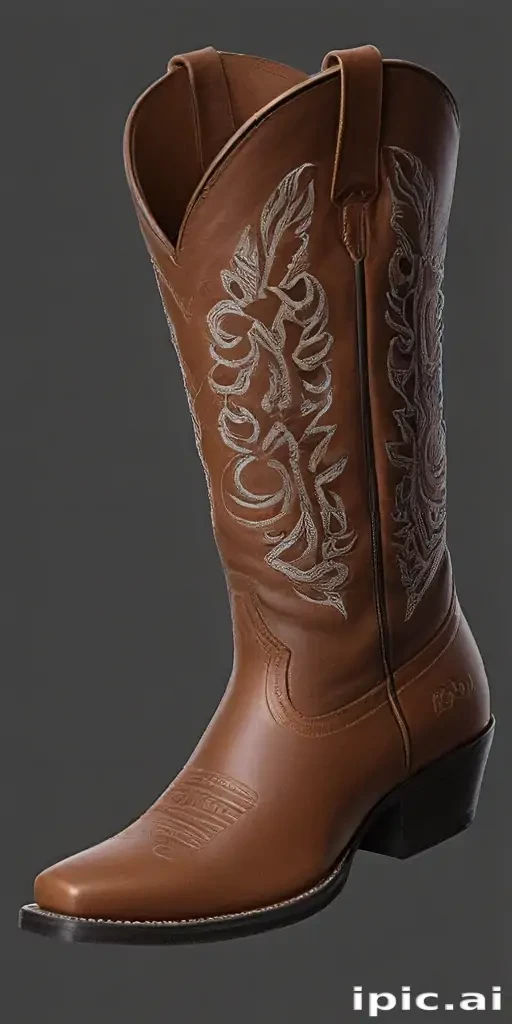 Stylish Western Cowboy Boot with Intricate Embroidery and Classic Design