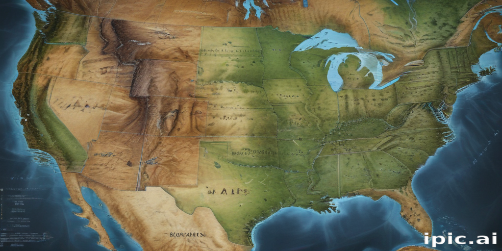 Detailed Topographic Map of the United States Featuring Diverse ...