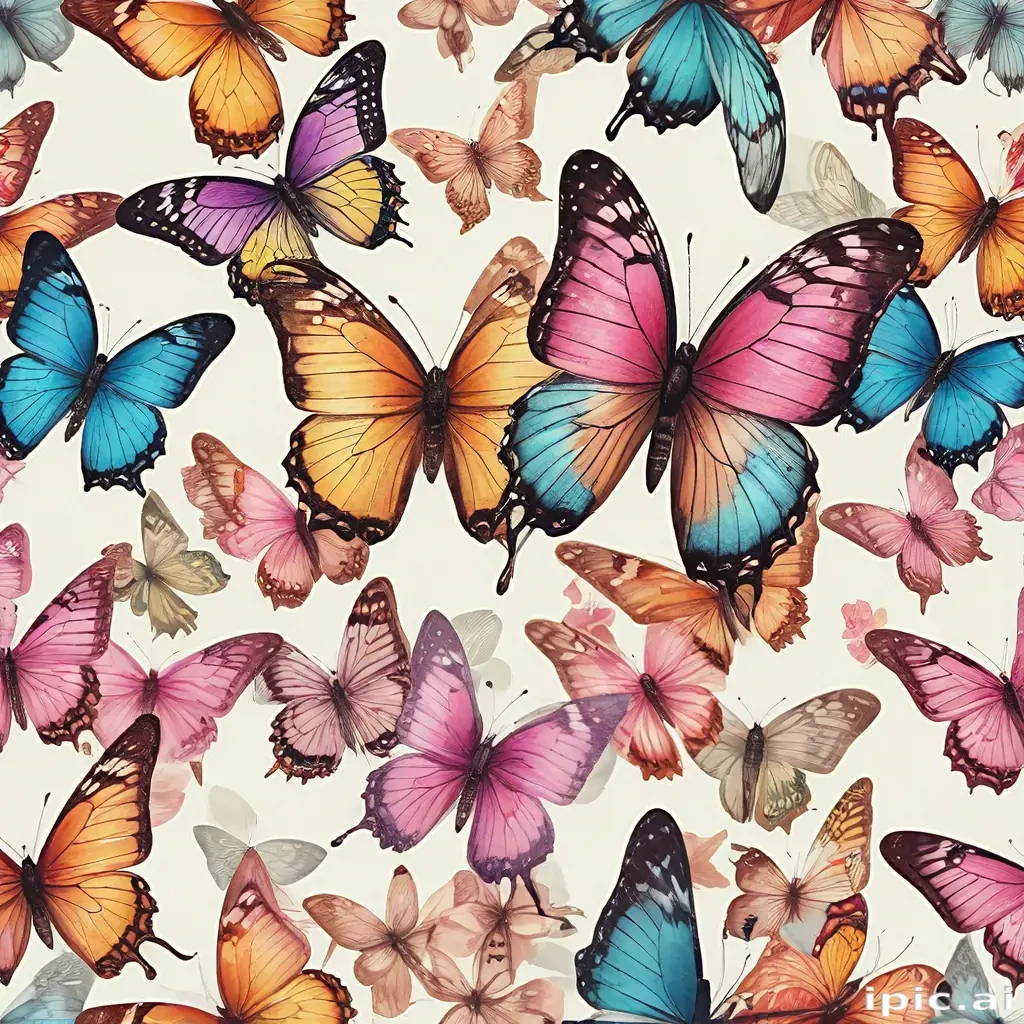 A Vibrant Collection of Colorful Butterflies Dancing Across a Soft ...