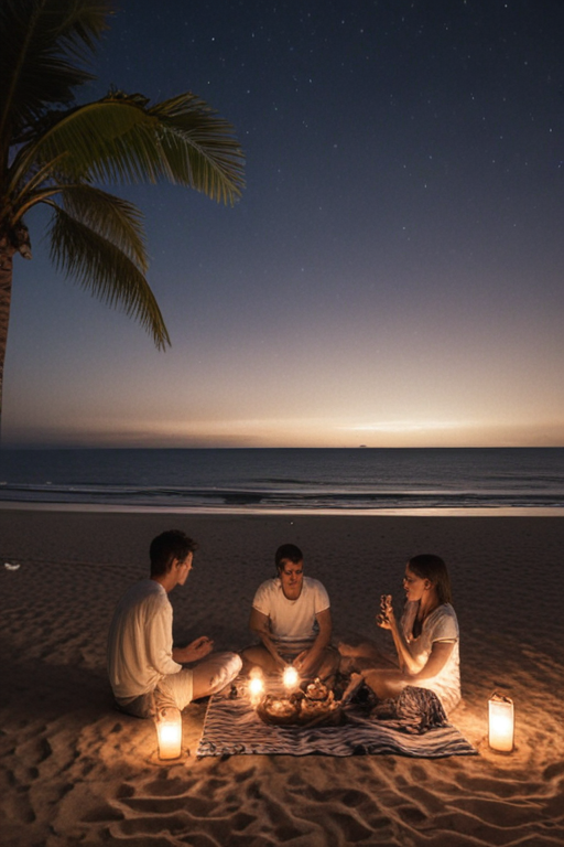 night picnic at beach